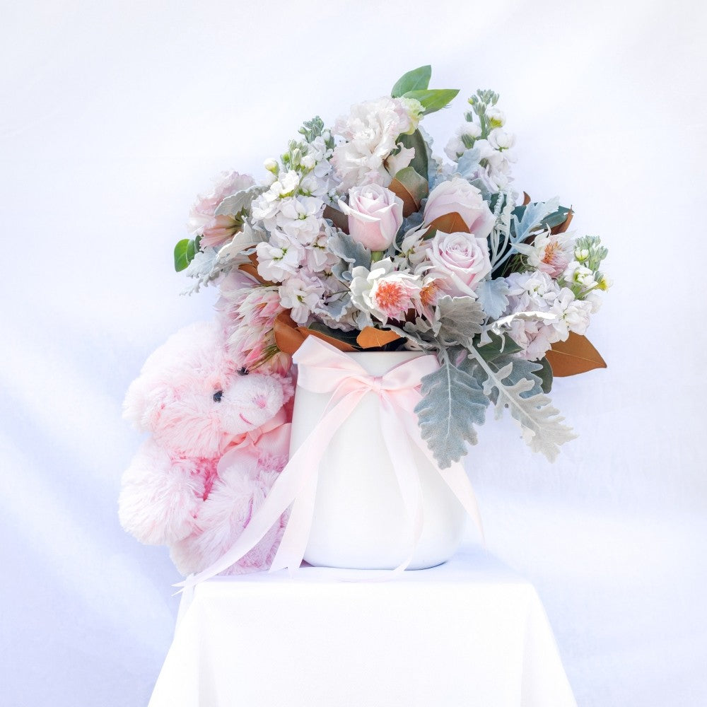 Baby Girl Bundle- Includes Bear – Belflora Flower Market